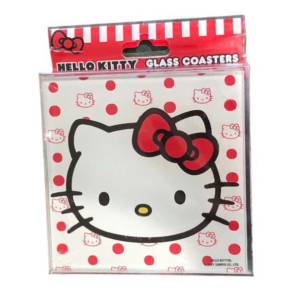 Hello Kitty | Dining | Hello Kitty Red Bow 4pack Glass Coasters New ...